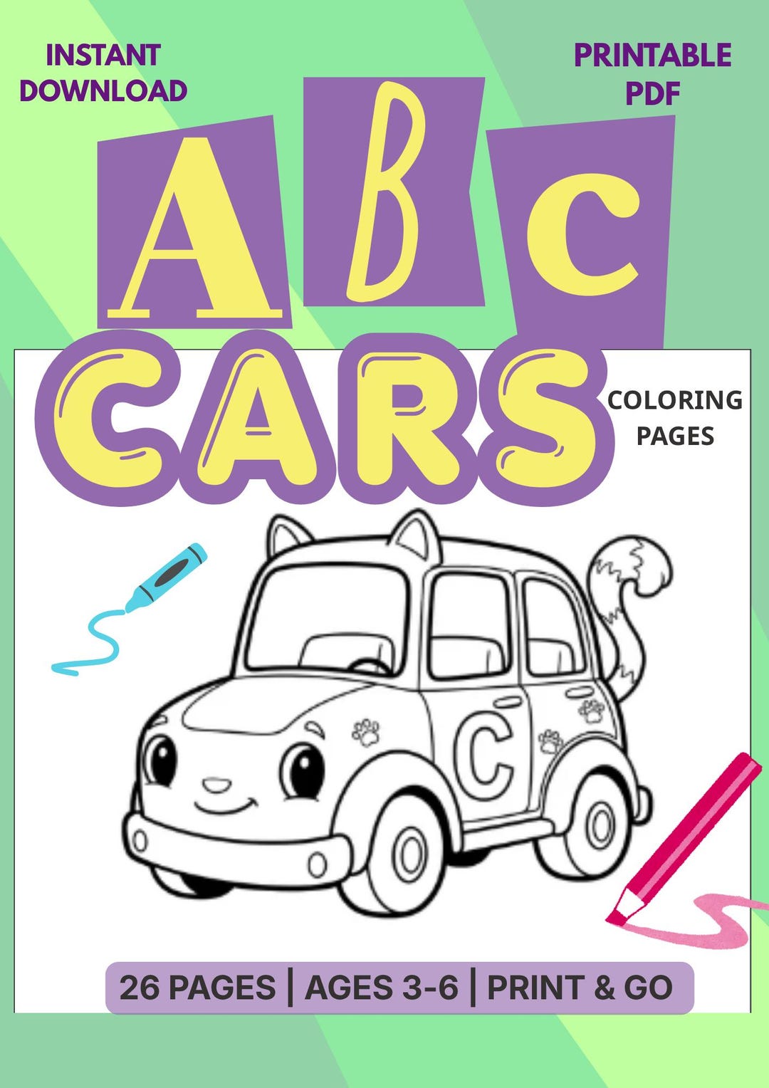Alphabet Coloring Pages Cars | ABC Vehicles for Boys | Preschool ...