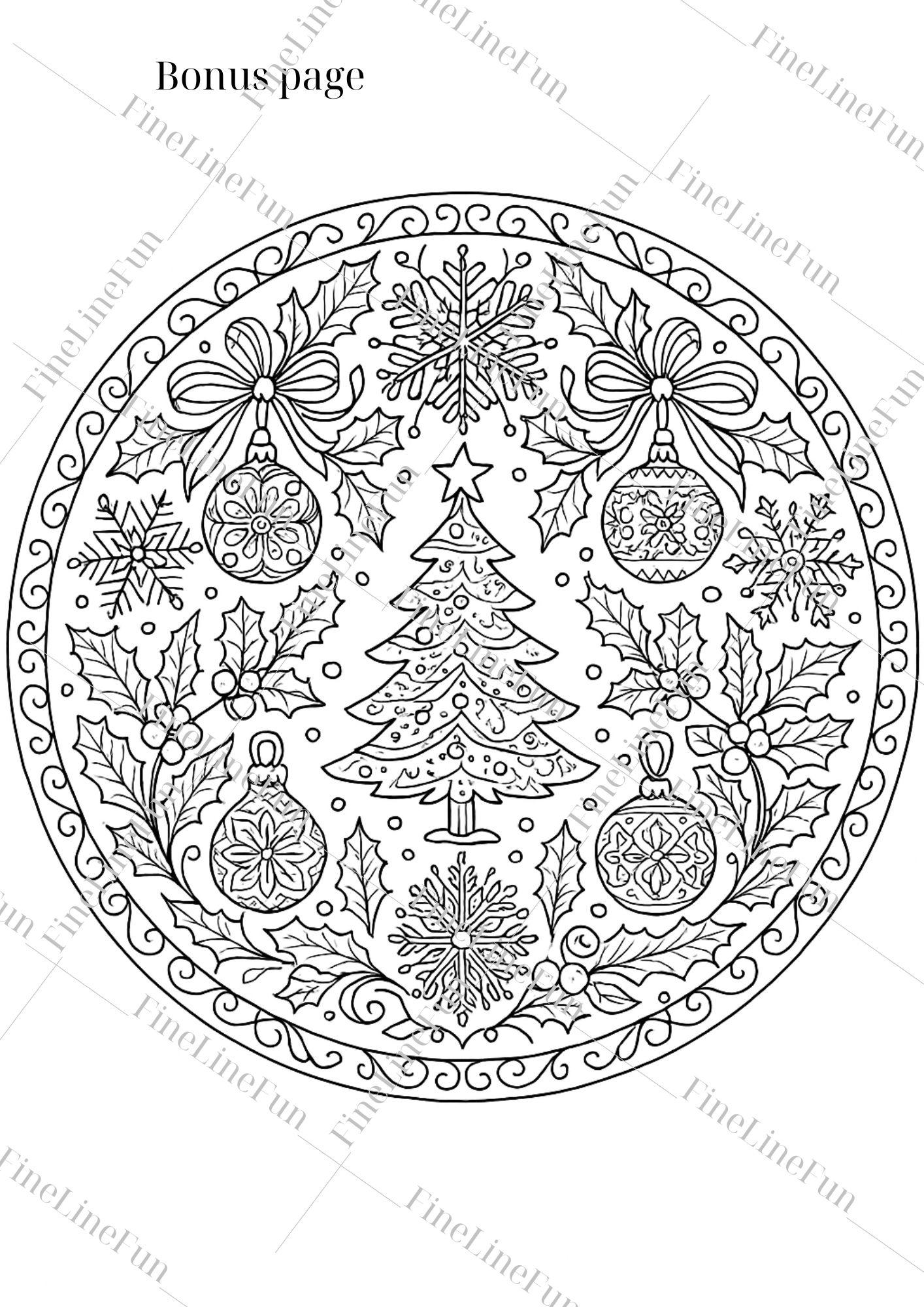 Christmas Mandala Coloring Pages | 12+1 Festive Designs (instant ...