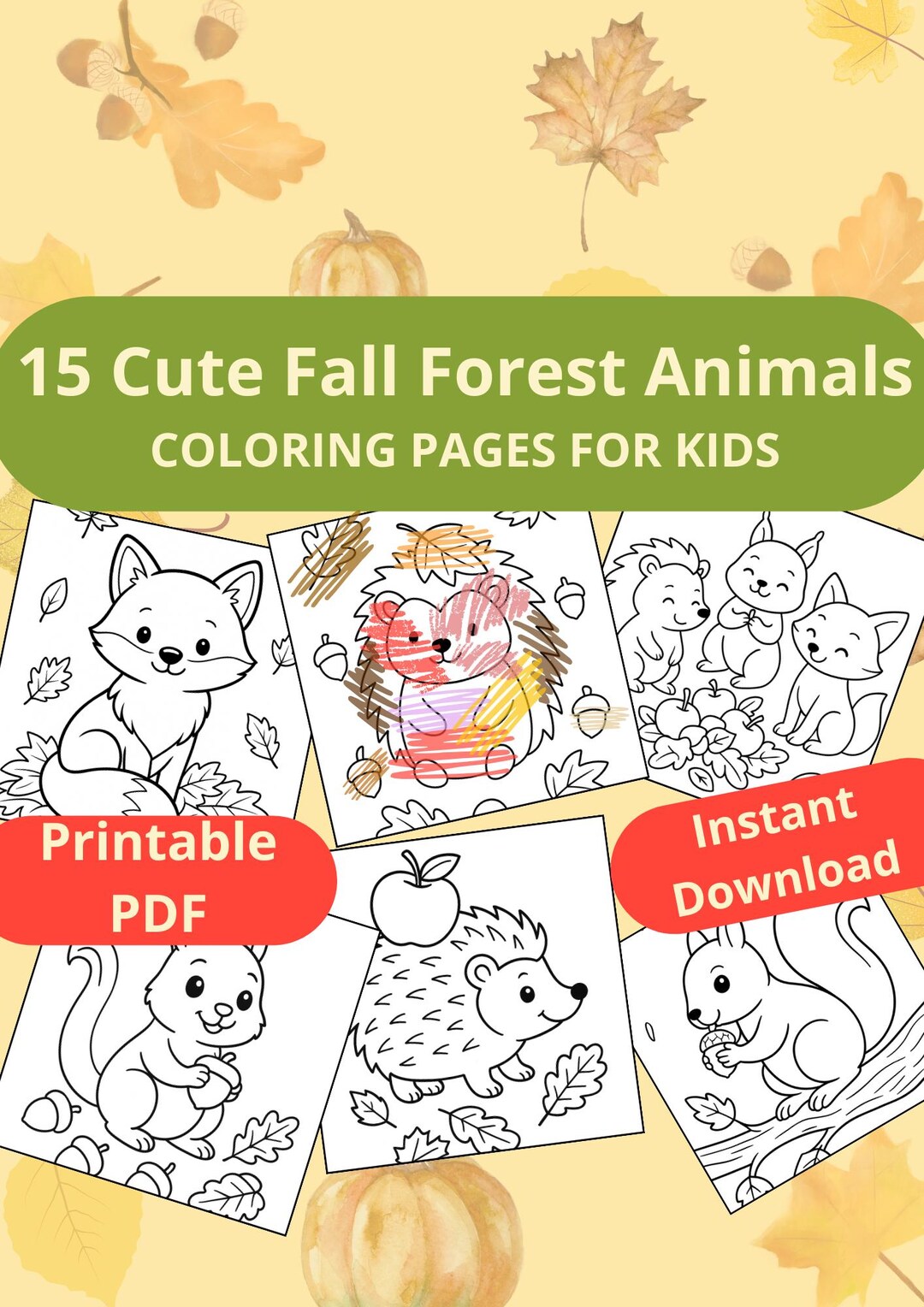 Autumn Animals Coloring Pages for Kids | 15 Fall Forest Printables ...