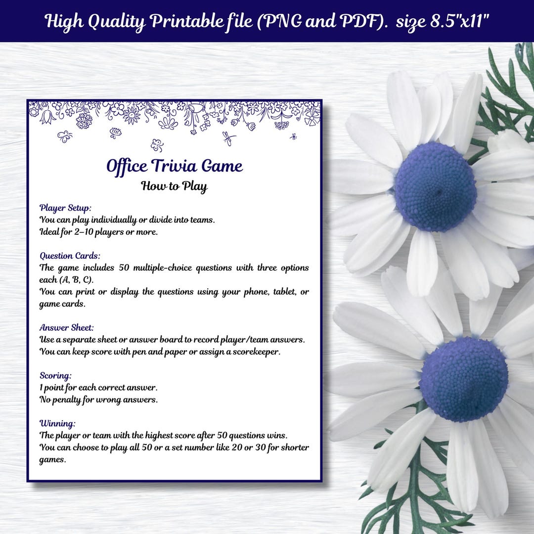 Office Trivia Game | 50 Workplace Quiz Questions | Printable Team ...