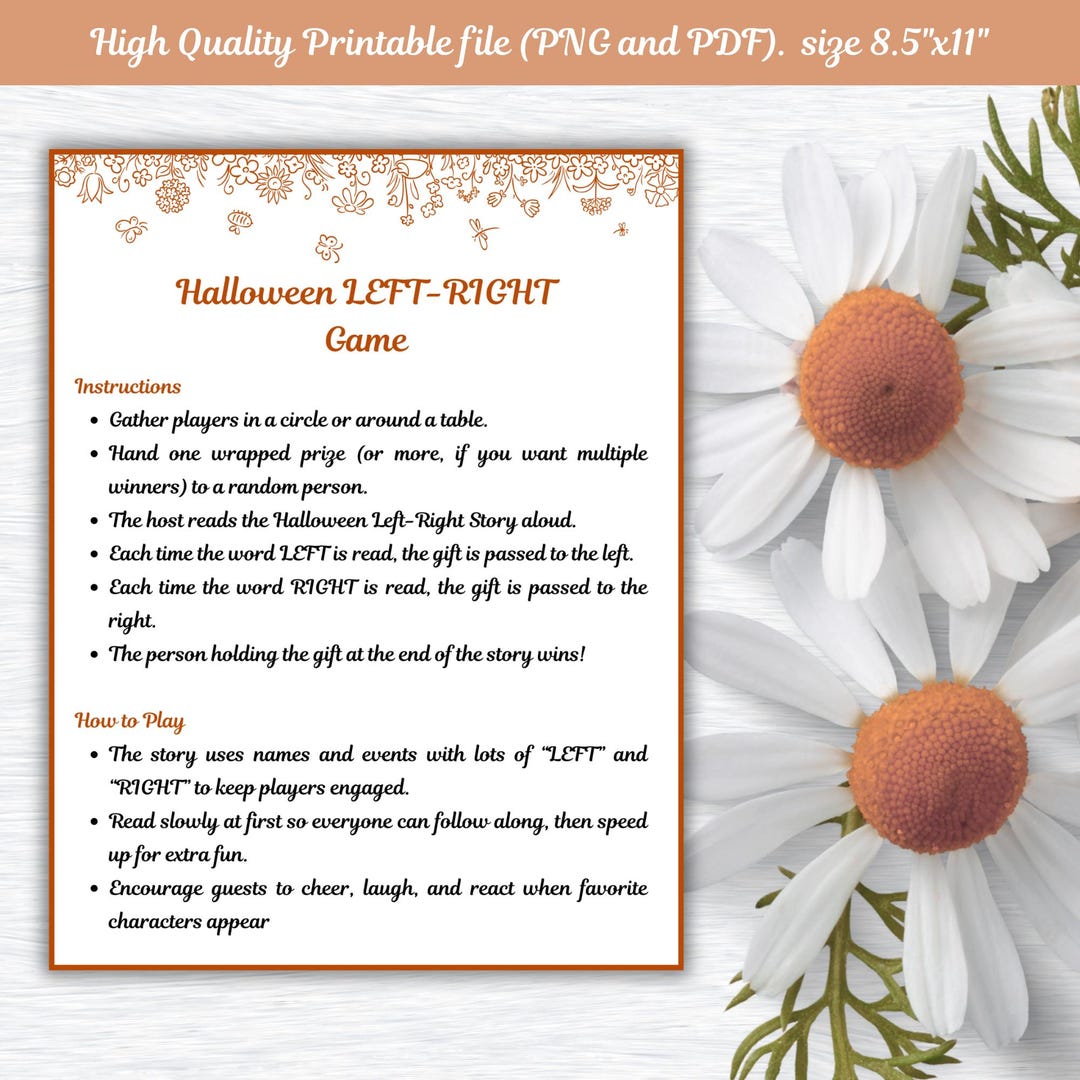 Halloween Left Right Game | Spooky Story Party Game | Printable ...