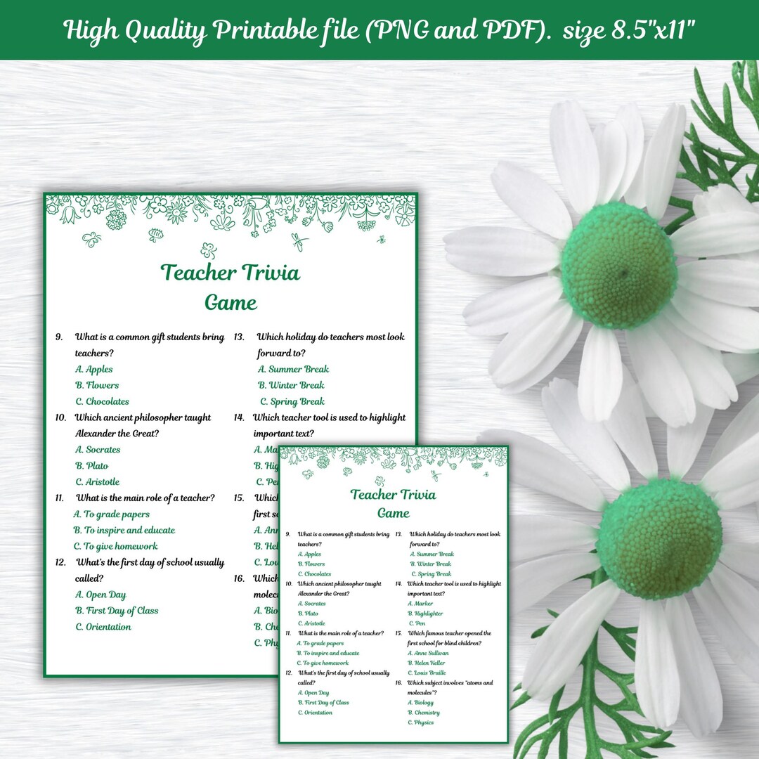 Teacher Trivia Game | Printable School Quiz | Fun Teacher Appreciation ...