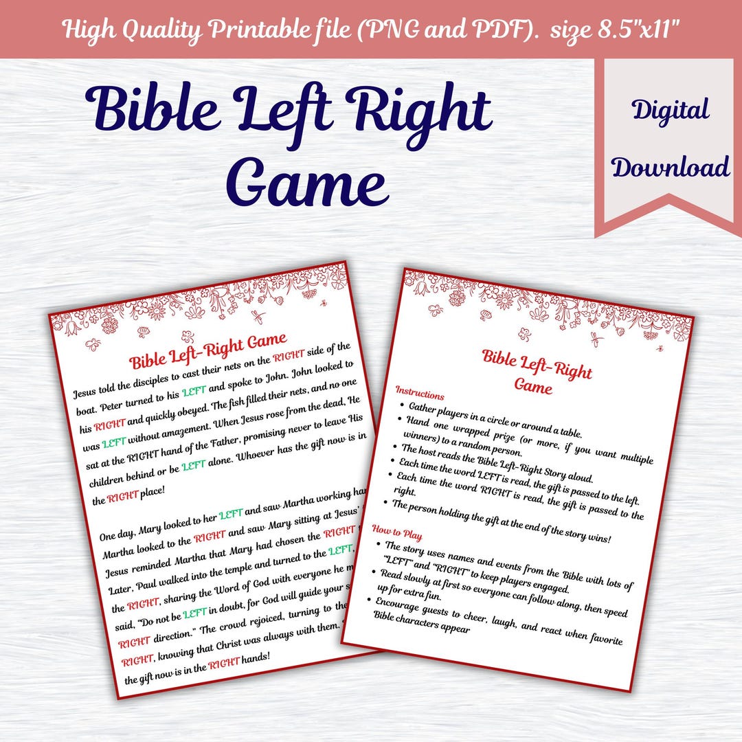 Bible Friendly Left Right Game | Printable Christian Gift Exchange ...