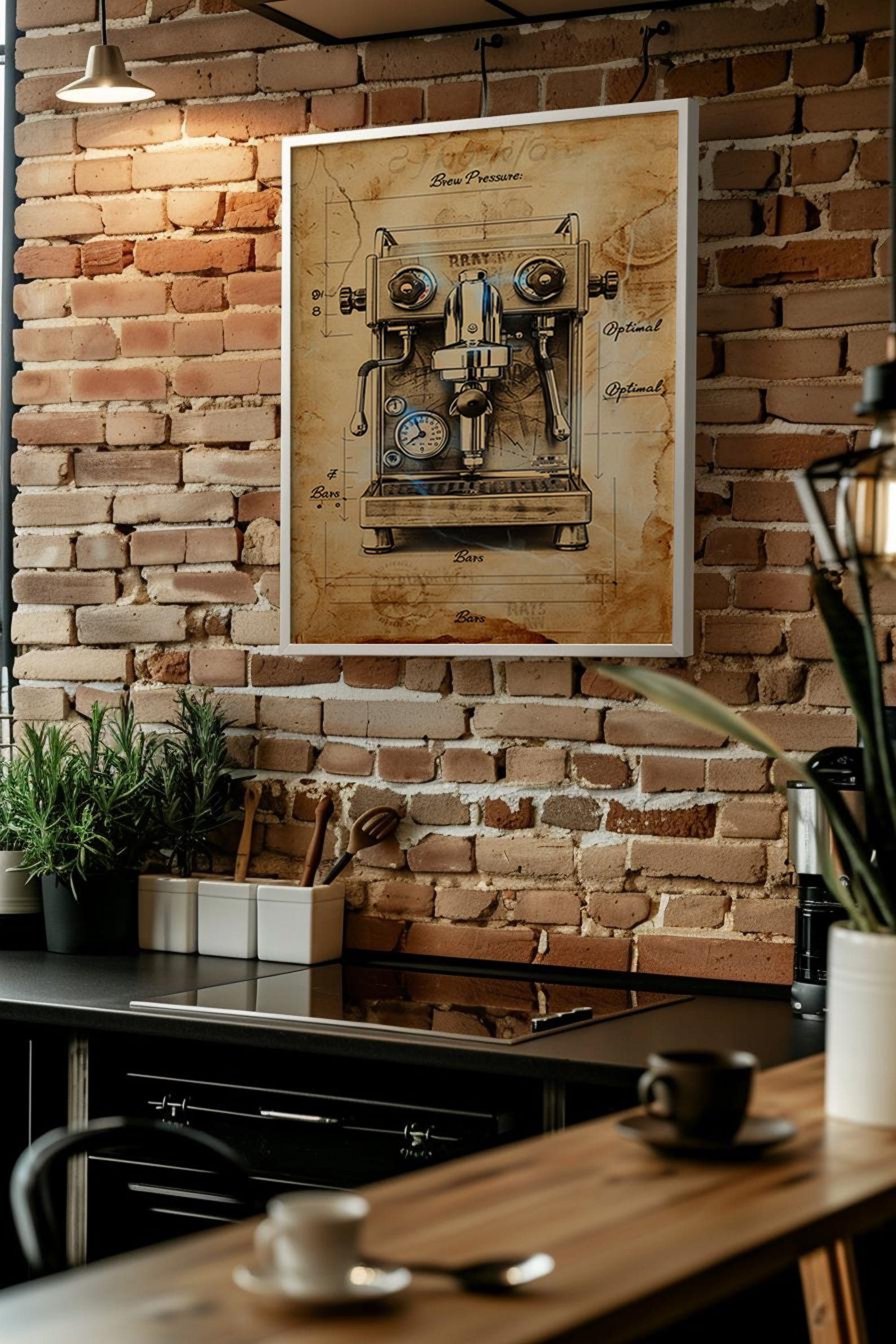 Vintage Blueprint Coffee Grinder & Espresso Machine Series - Industrial ...