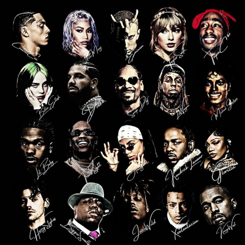 Rappers T-shirt Design Bundle: Hip-hop PNG & SVG, Streetwear Art ...
