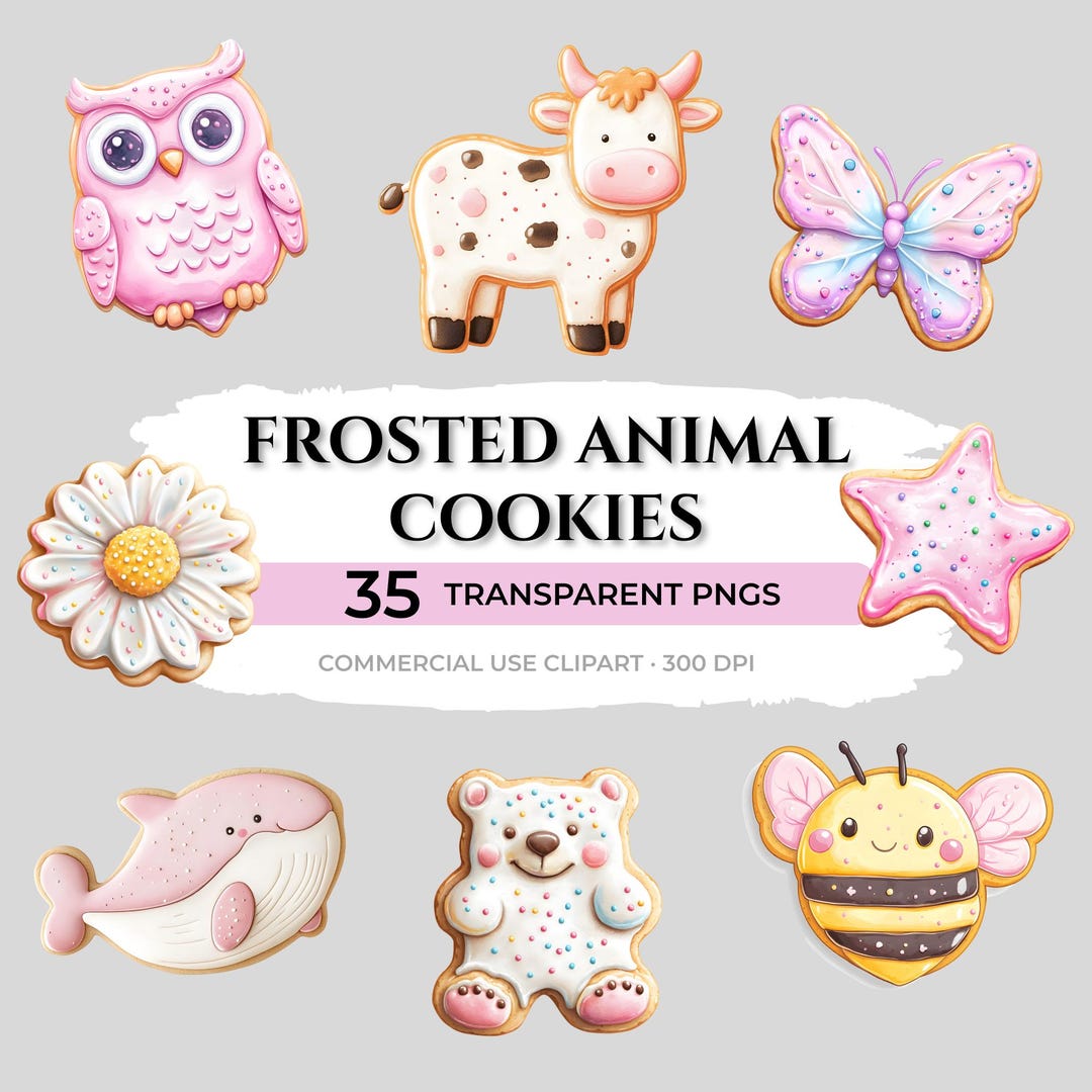 Frosted Animal Cookie Clipart : Iced Circus Animal Crackers, Kids Party ...