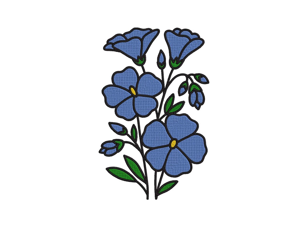 Bluebonnet Embroidery Design, Blue Flower Embroidery Design, Blue ...