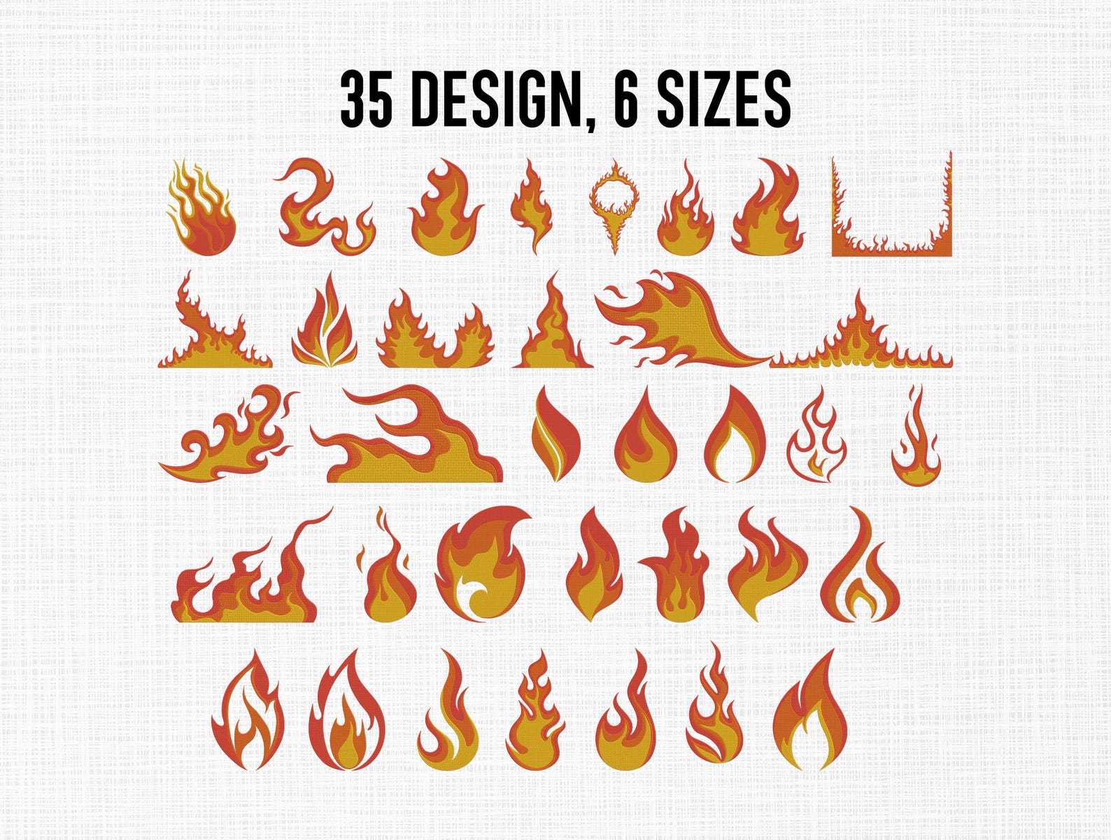Fire Flames Bundle Embroidery Design, Fire Embroidery, Flames ...