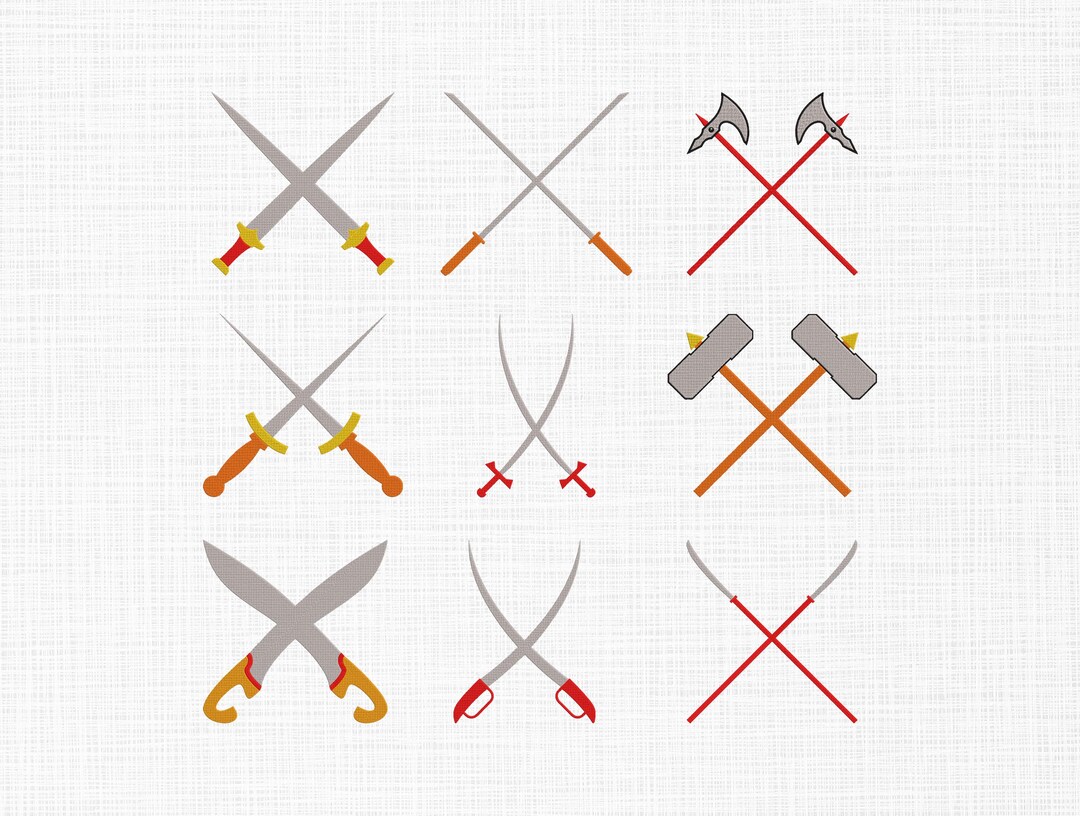 Sword Embroidery Designs, Medieval Knight & Fantasy Swords Embroidery ...