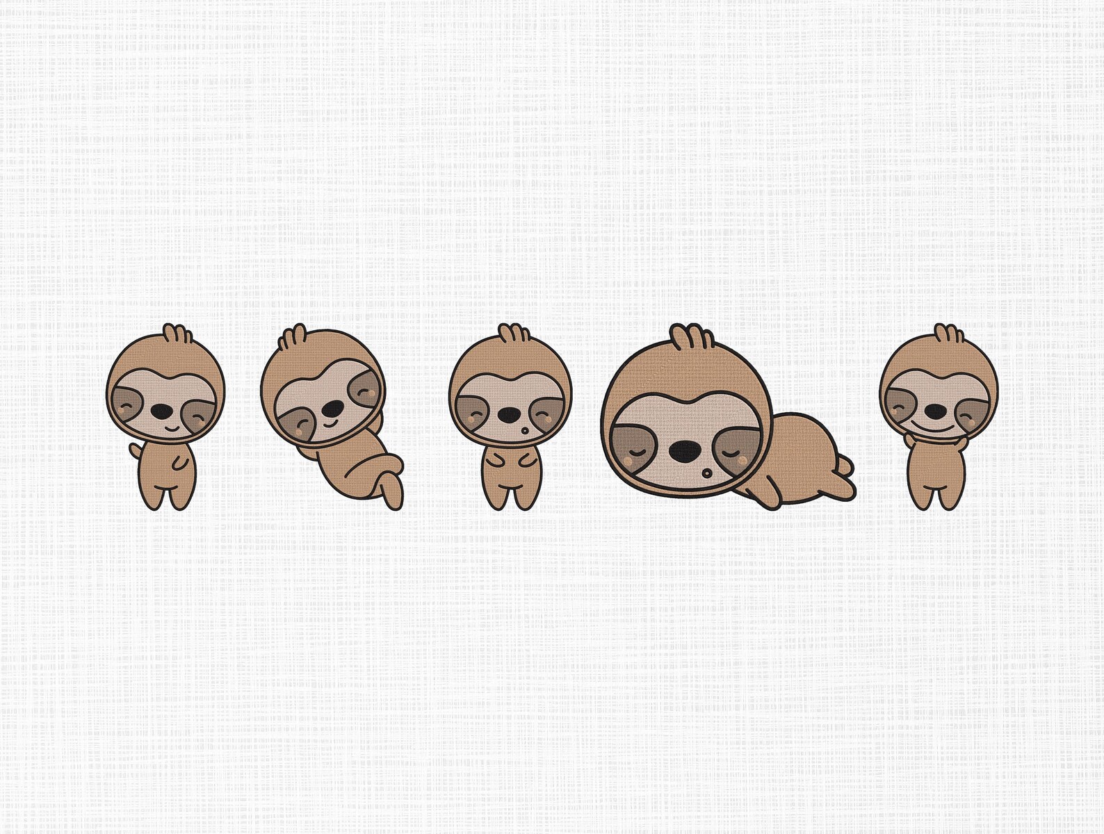 Baby Sloth Embroidery Design, Mini Sloth Embroidery Design, Cute Animal ...