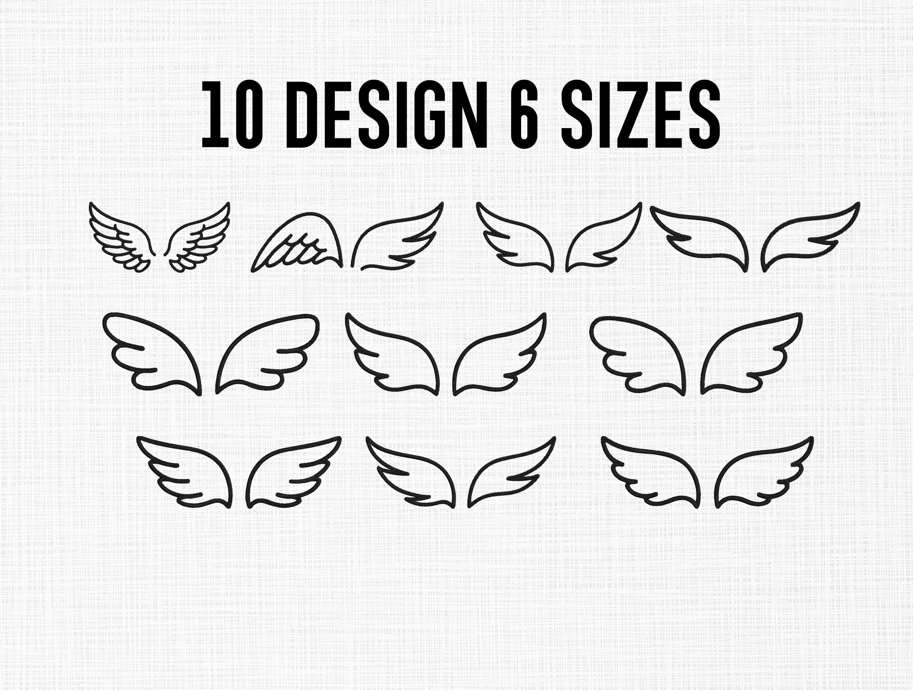 Cute Angel Wing Outline Bundle Embroidery Design, Angel Embroidery ...
