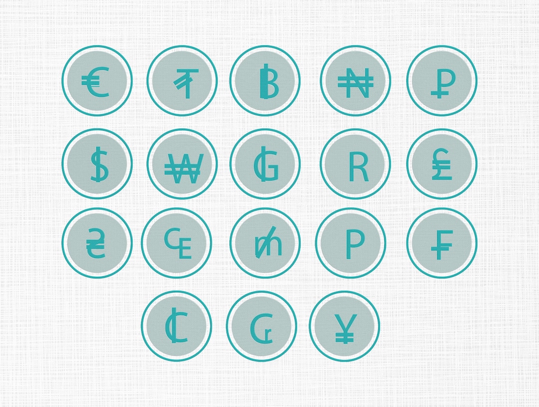 Currency Symbols Embroidery Design Set, Money Icons Machine Embroidery ...
