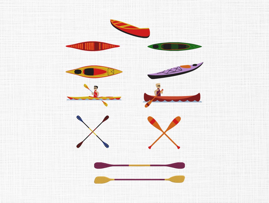 Canoe Kayak Boat Embroidery Design, Canoeing and Kayaking Equipment ...