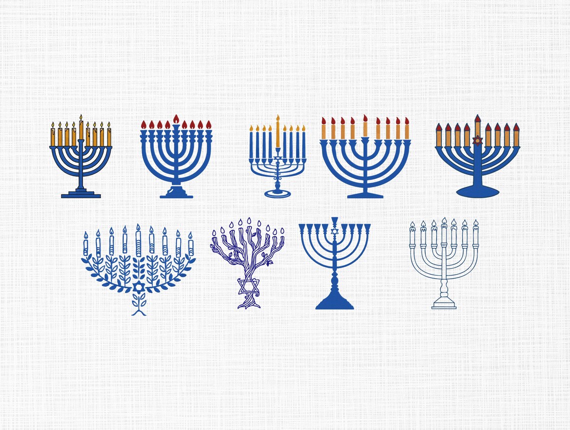 Hanukkah Bundle Embroidery Design, Happy Hanukkah Embroidery, Menorah ...