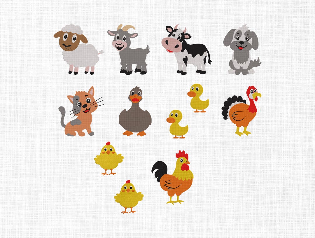 Mini Farm Animals Set Embroidery Design, Baby Farm Animals Embroidery ...