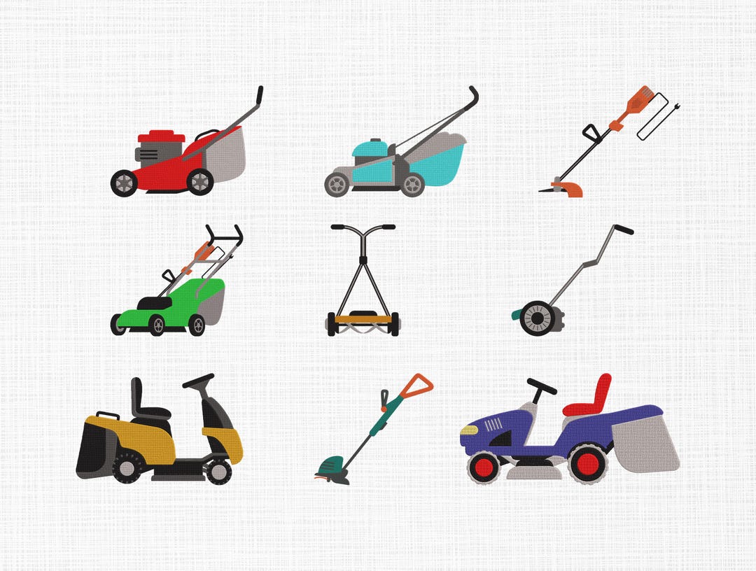 Lawn Mower Bundle Embroidery Design, Gardening Embroidery Designs ...