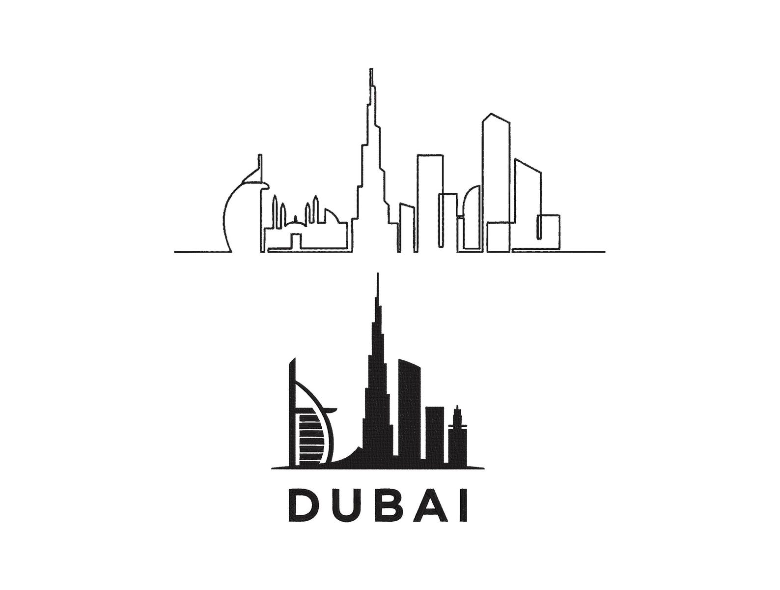 Dubai Skyline Embroidery Design, Burj Khalifa Embroidery, Dubai ...