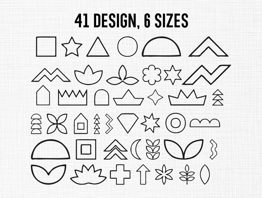 46 Shapes Outline Embroidery Designs, Frames Applique Design, Label ...