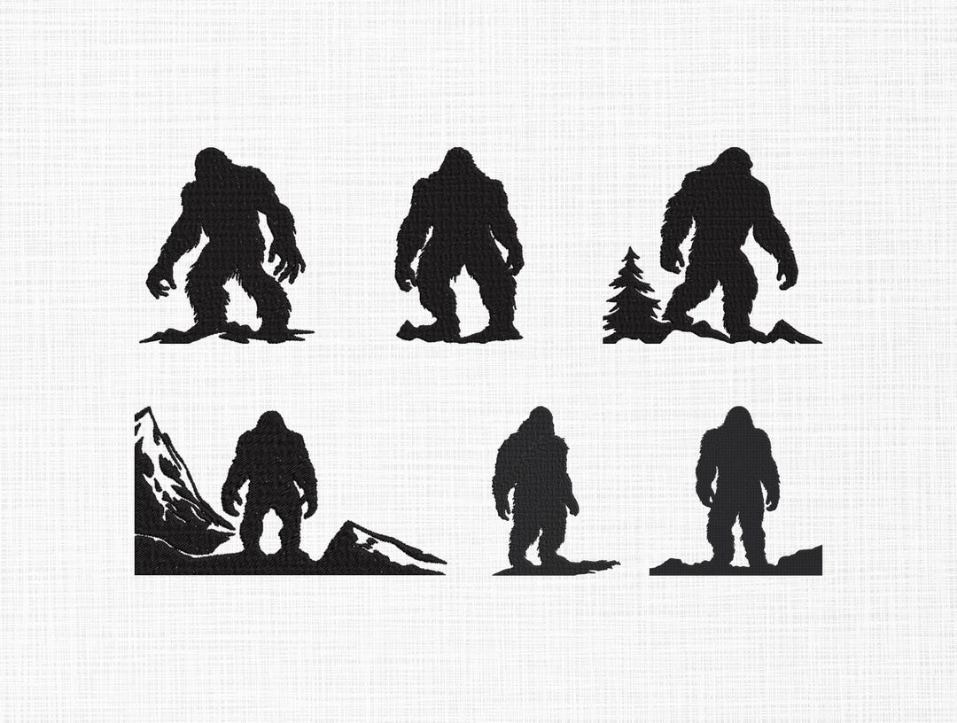 Bigfoot Mountain Embroidery Design, Sasquatch Silhouette Embroidery ...