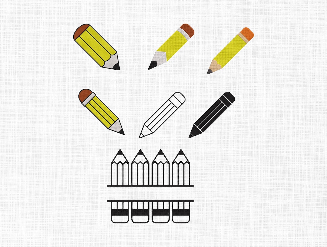Pencils Embroidery Design, Pencil Split Monogram Embroidery Design ...