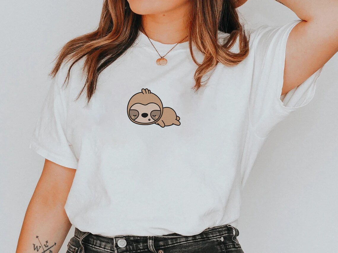 Baby Sloth Embroidery Design, Mini Sloth Embroidery Design, Cute Animal ...