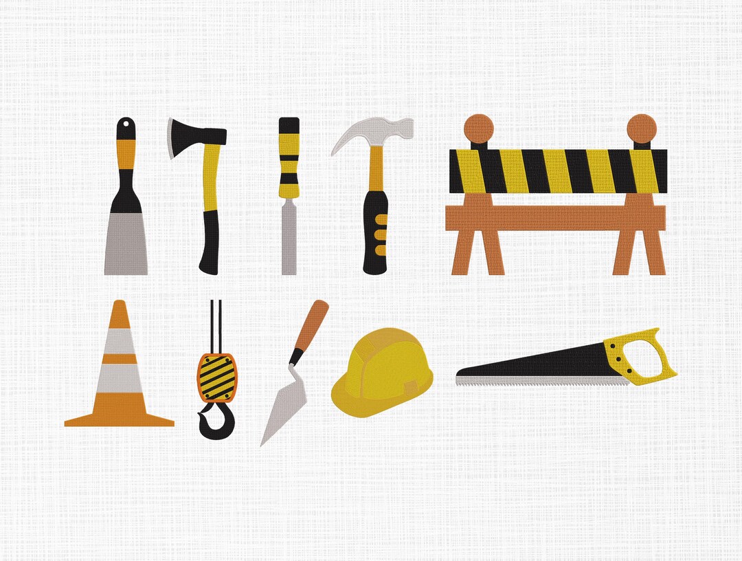 Construction Tool Embroidery Design, Civil Tools Embroidery Design ...