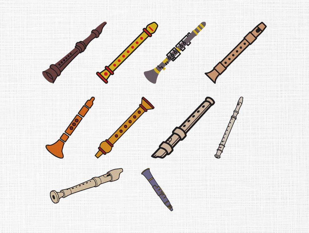 Flute Musical Instrument Embroidery Design, Flute Embroidery Design ...