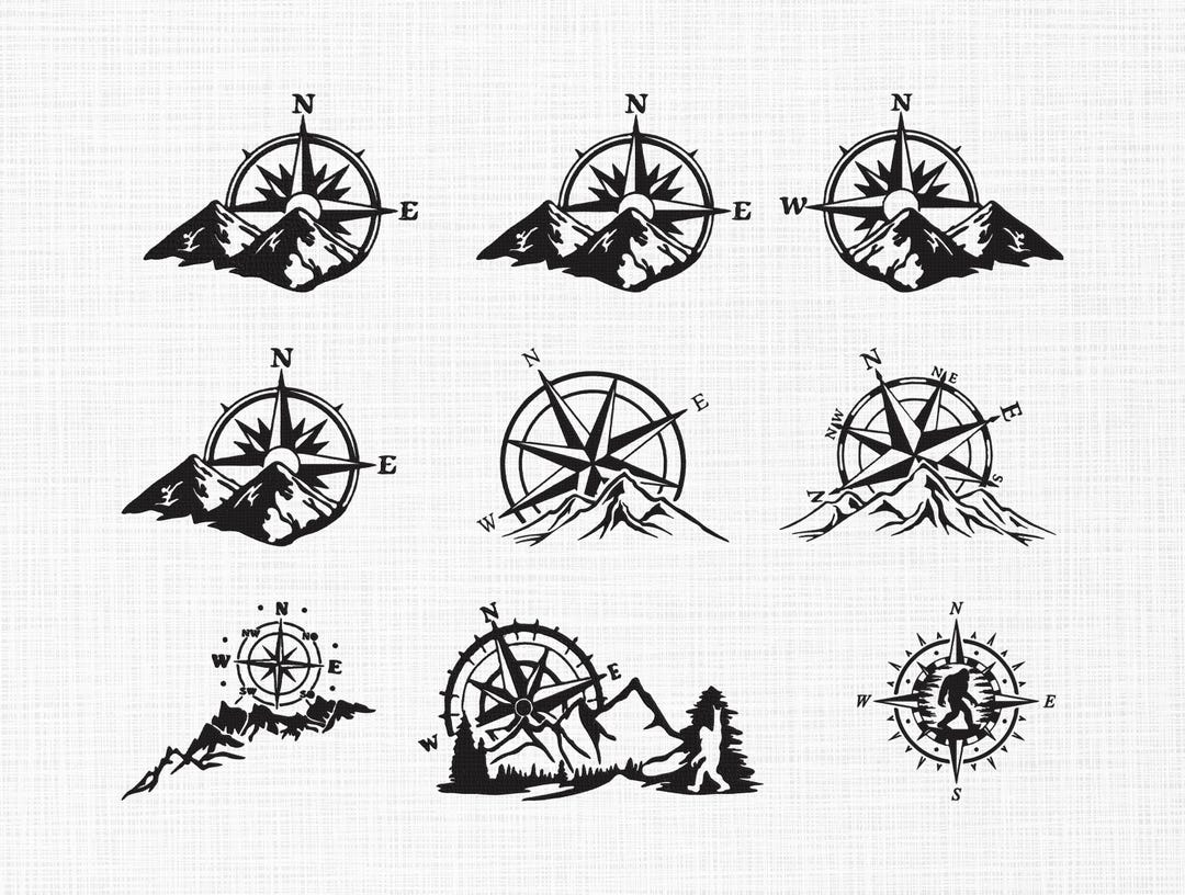 Mountain Compass Bundle Embroidery Design, Adventure Nature Embroidery ...
