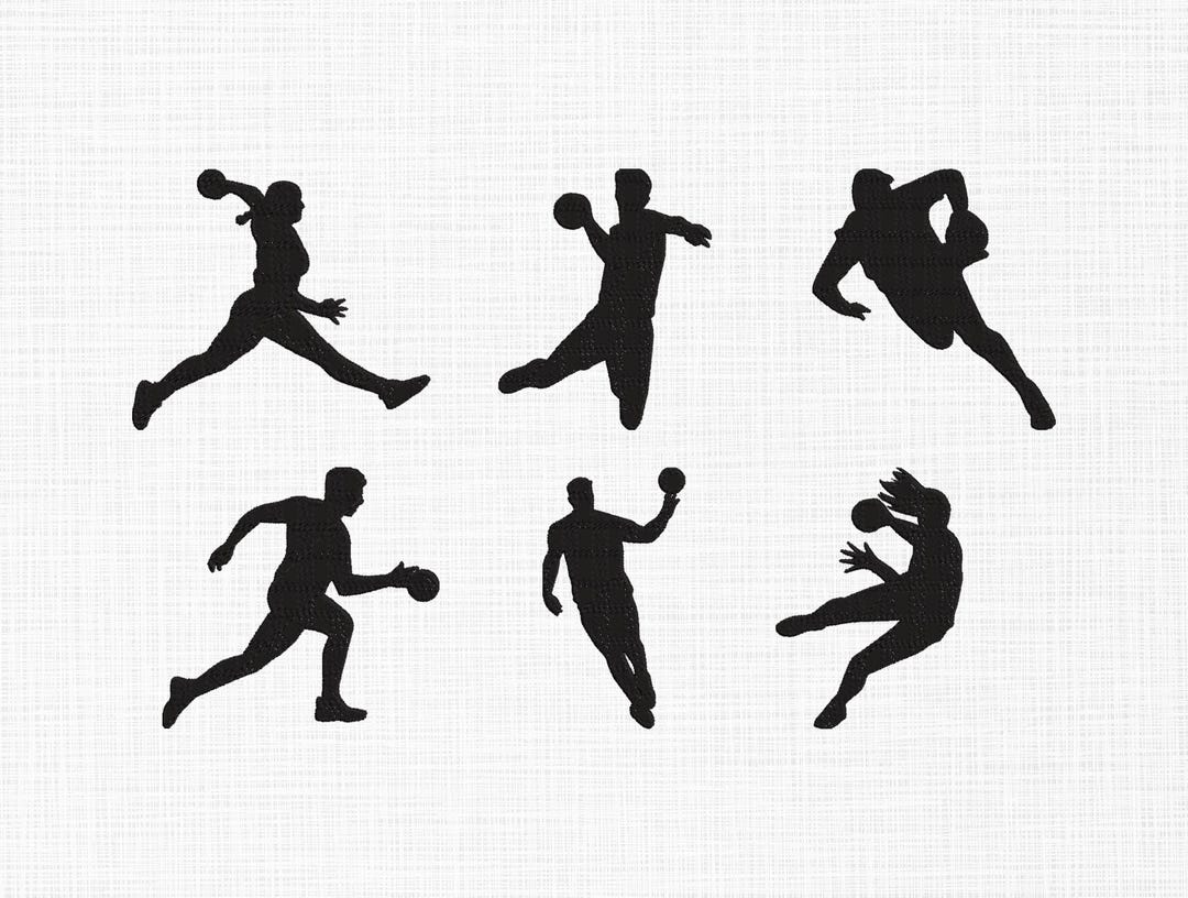 Handball Players Embroidery, Handball Players Silhouette Embroidery ...