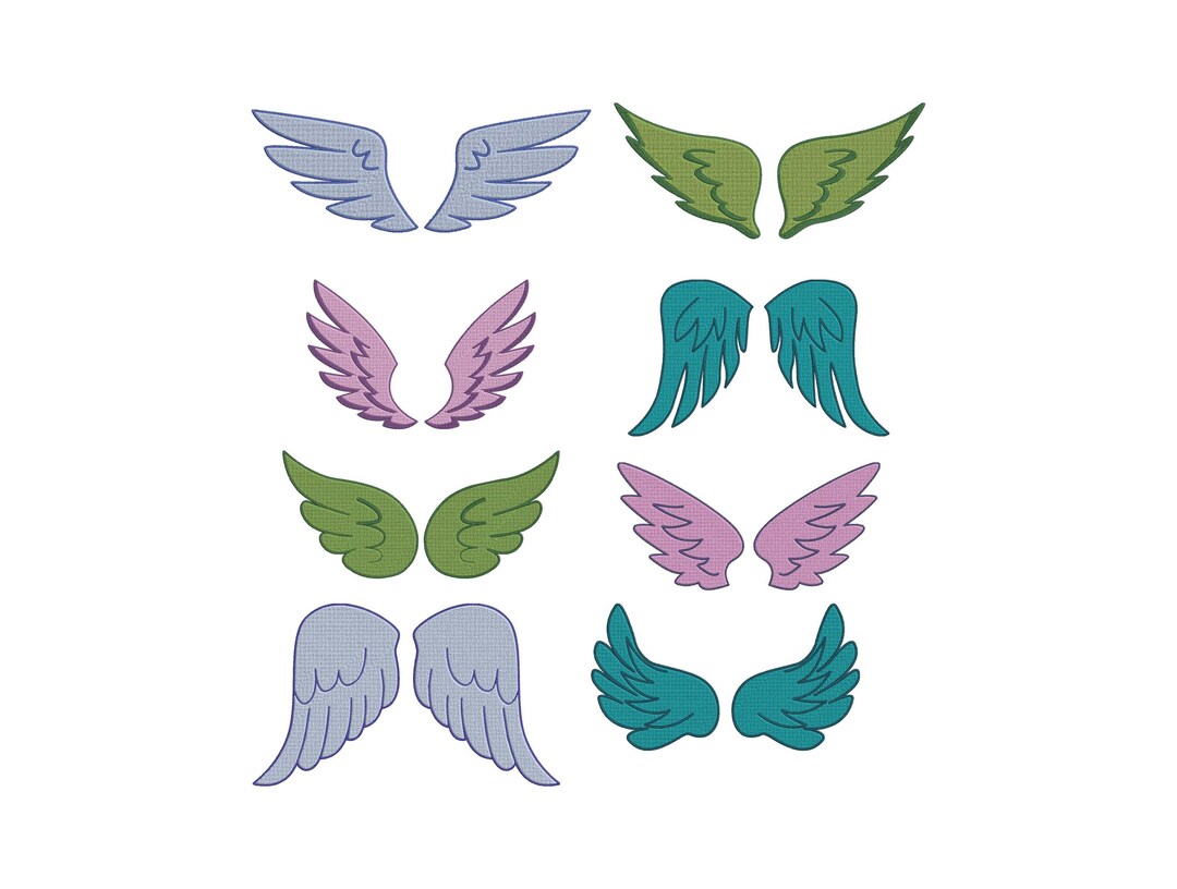 Angle Wings Bundle Embroidery Design,cute Flying Wings Embroidery ...