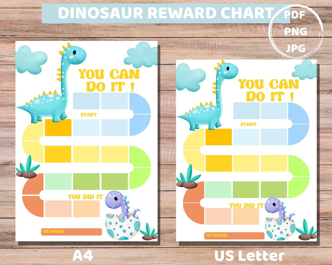 Dinosaur Reward Chart for Kids | Printable Behavior, Chore Tracker (PDF ...