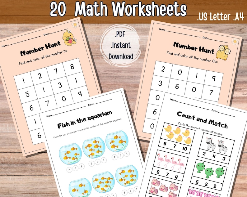 Printable Math Worksheets for Kids | Number Matching -addition ...