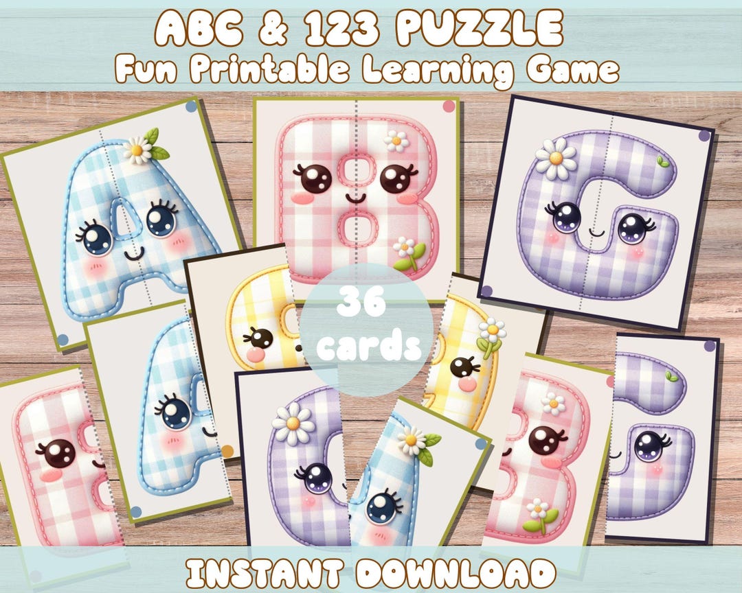 Alphabet & Numbers Puzzle: ABC Letter Learning Game (printable PDF) - Etsy