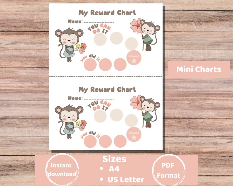 Printable Reward Chart for Kids – Monkey Theme Behavior & Chore Chart ...