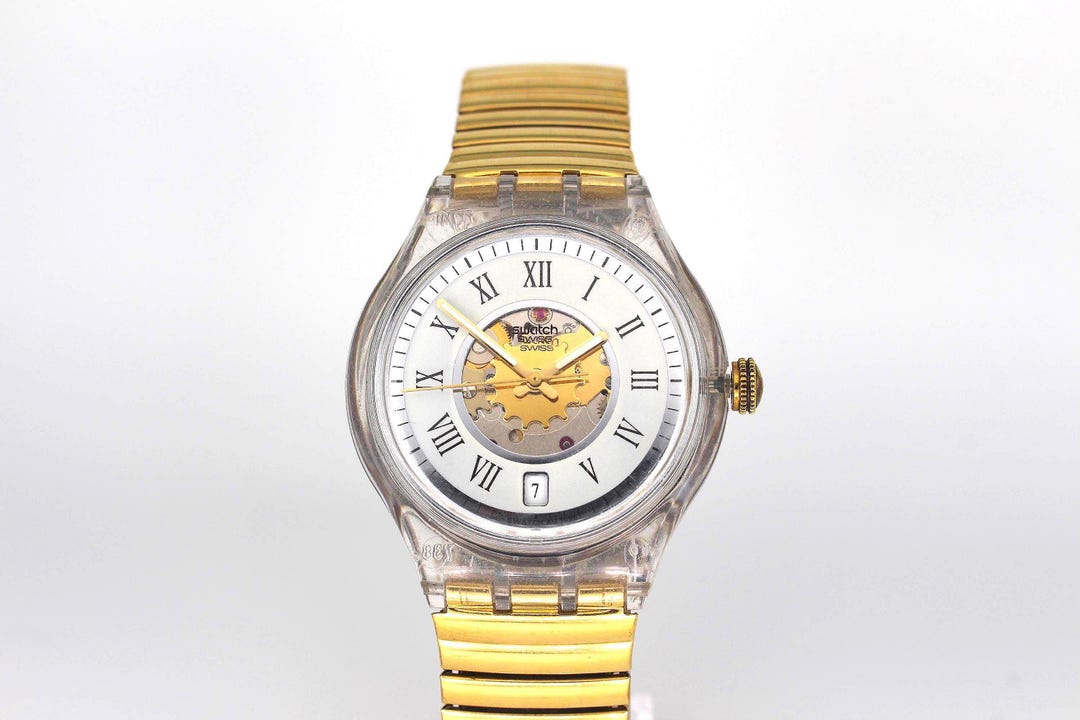 Rare Vintage Classic Swatch Automatic Skeleton Watch: 23 Jewels, Roman ...