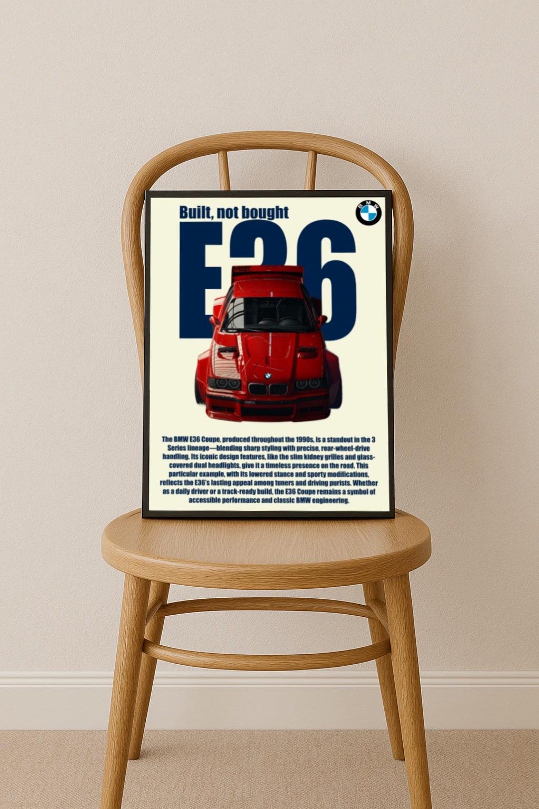 BMW E36 Coupe Poster: 90s Motorsport Art - "built, Not Bought" (digital ...