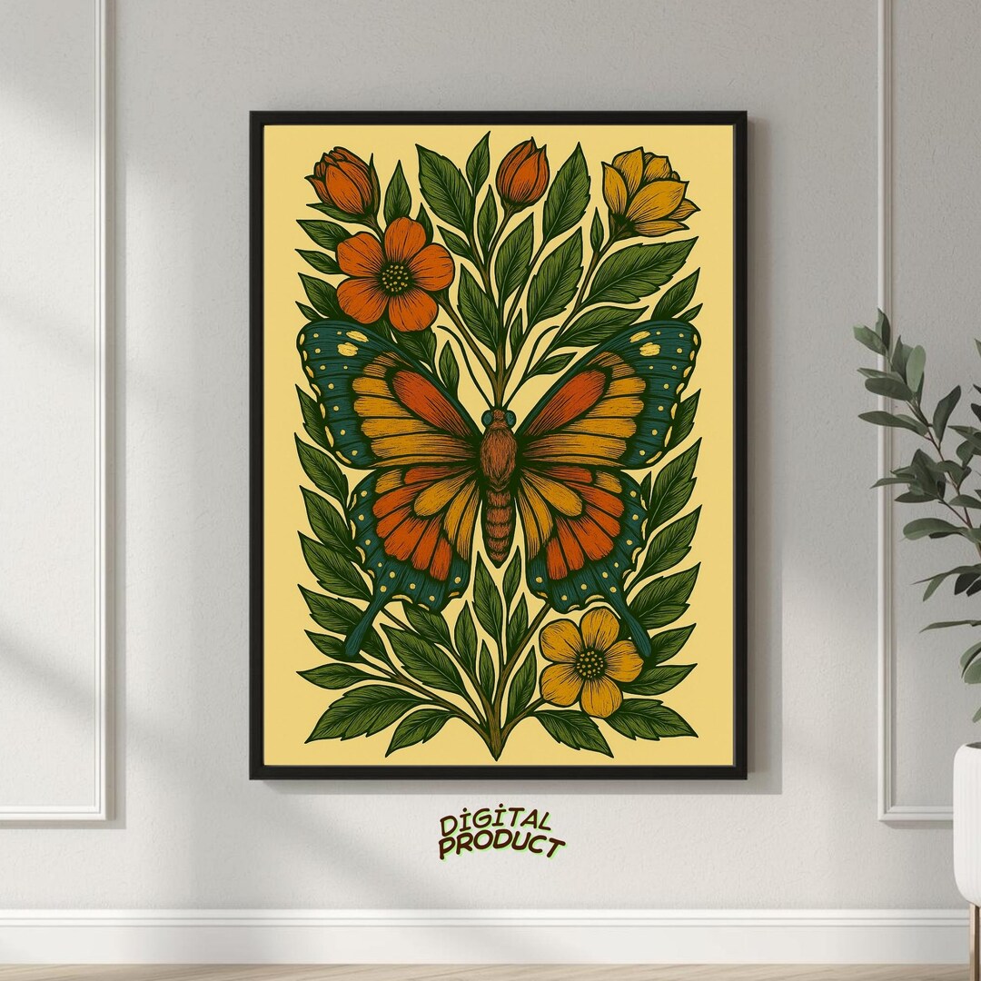 Monarch Butterfly Botanical Print: Nature Illustration Wall Art ...