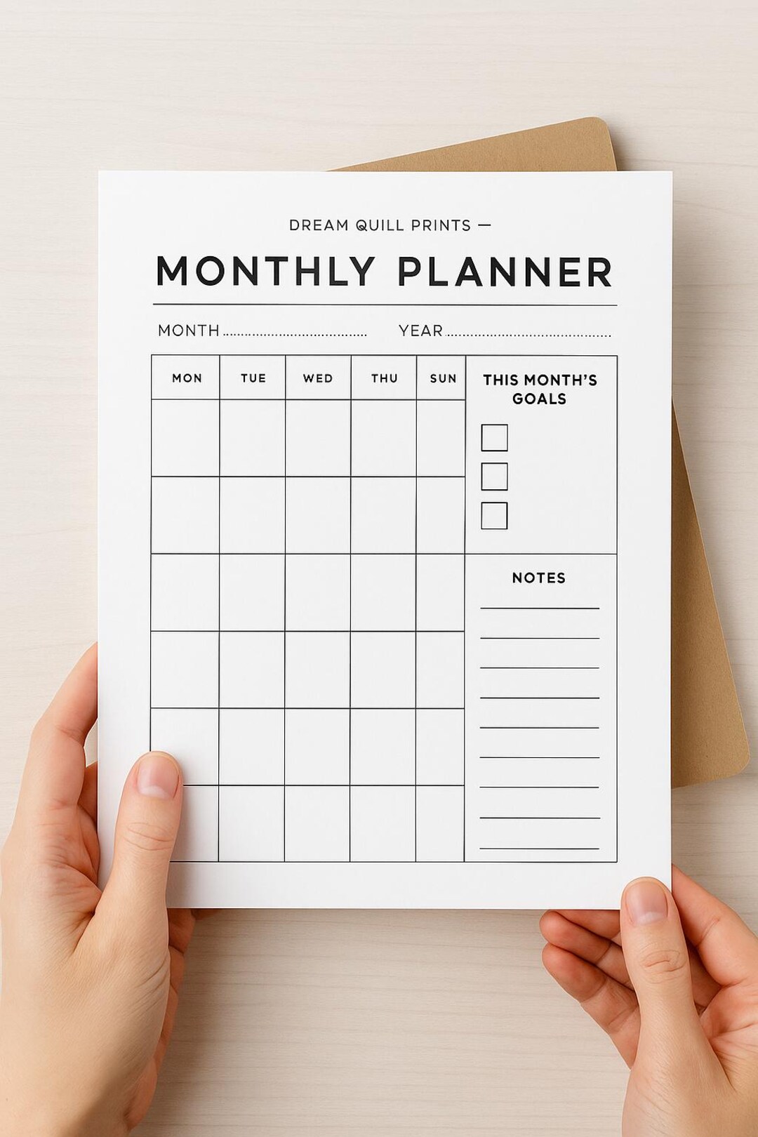 Monthly Planner Printable Undated Template A4 Letter A5 Sizes Instant ...