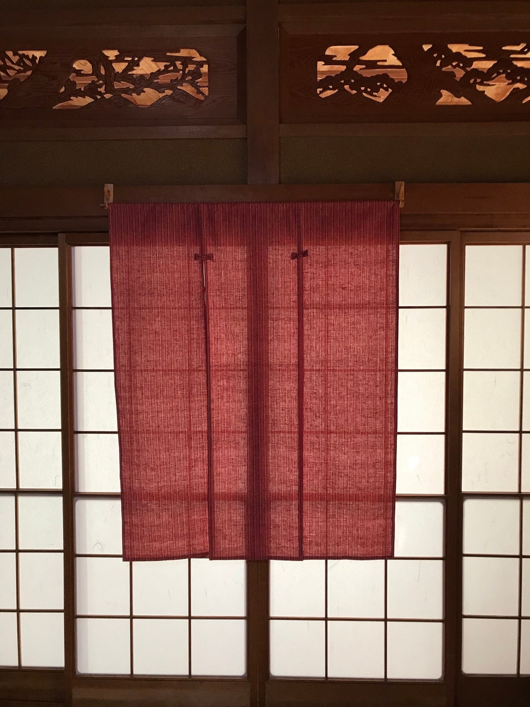 Cotton Noren Curtain, Japanese Curtain Panel, Handmade Curtain, Sheer ...
