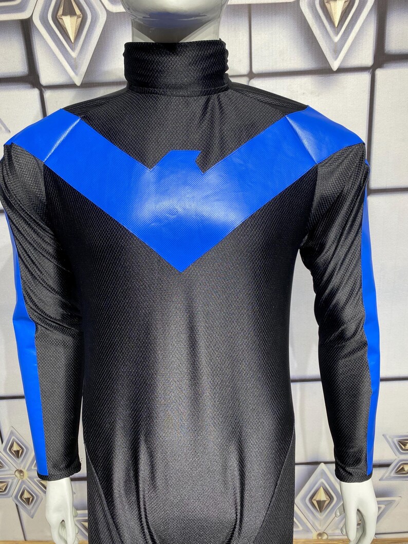 Nightwing Cosplay Costume: Blue and Black Body Suit, Custom Sized - Etsy