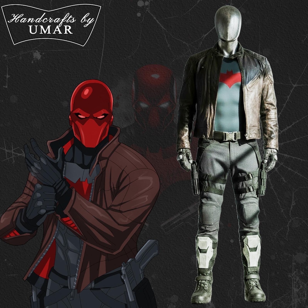 Red Hood Cosplay Costume: Handmade Leather Jacket & Tactical Gear - Etsy