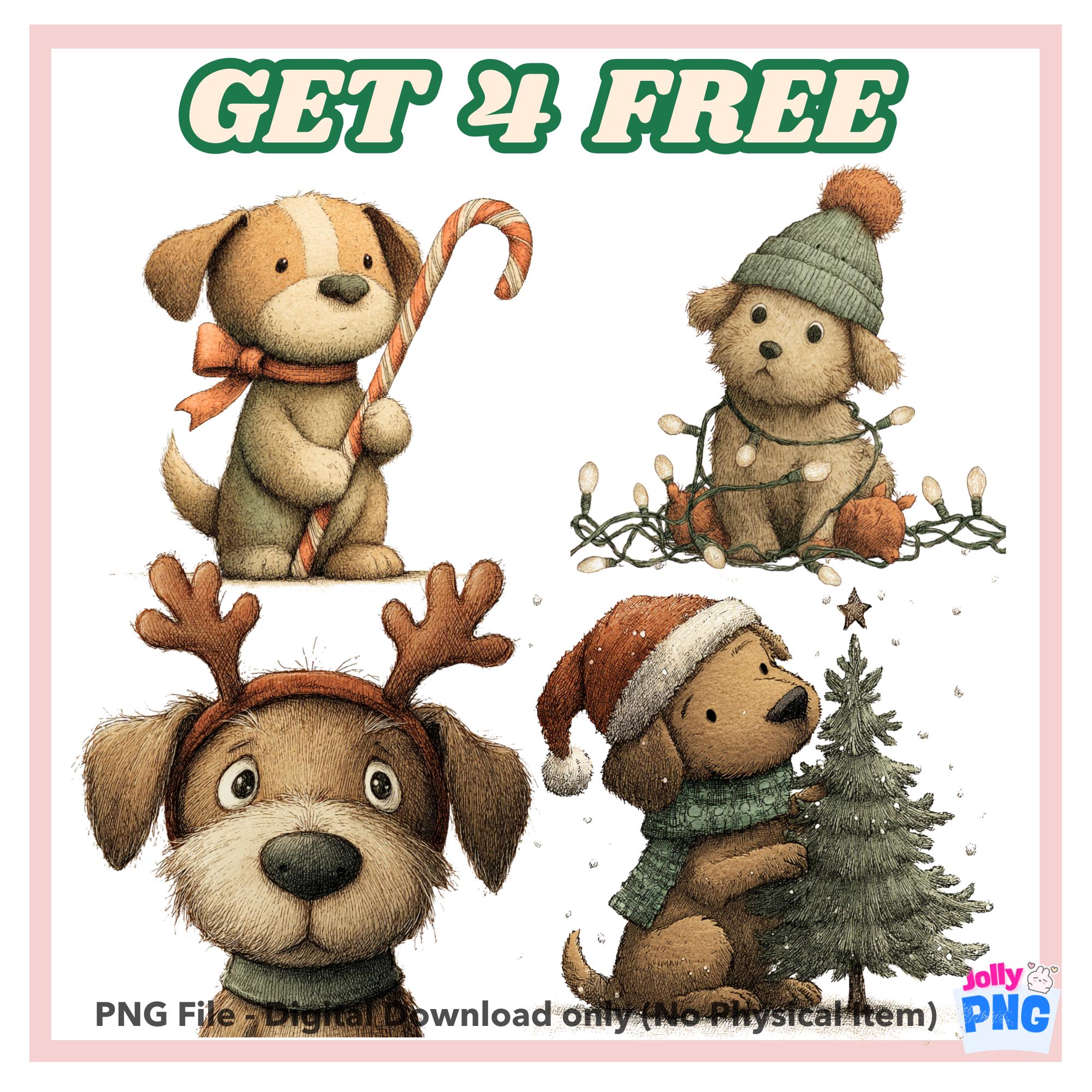 Christmas Puppy Clipart: Holiday PNG Graphics (digital Download) - Etsy