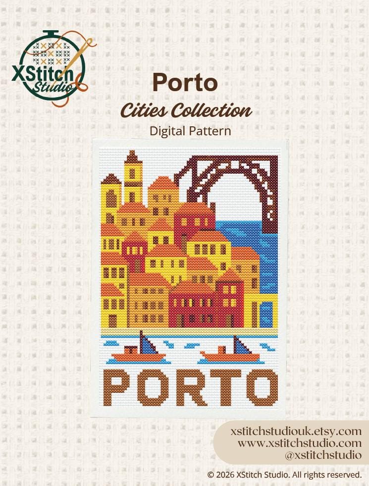 Portugal Travel Cross Stitch Pattern – Porto| Digital PDF - Etsy