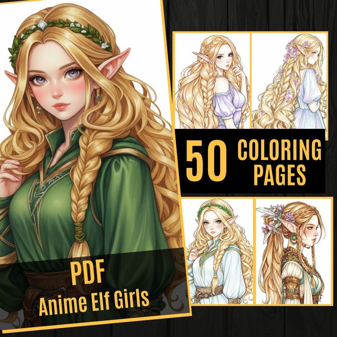 Elf Coloring Pages | 50 Fantasy Women Line Art (digital Download) - Etsy