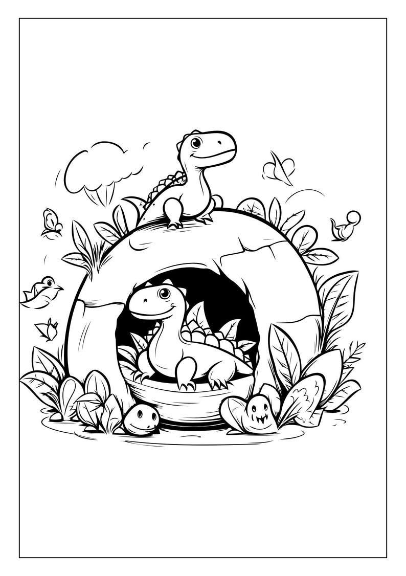 Dinosaurs Coloring Pages for Adults and Kids. 100 Pages of Digital ...