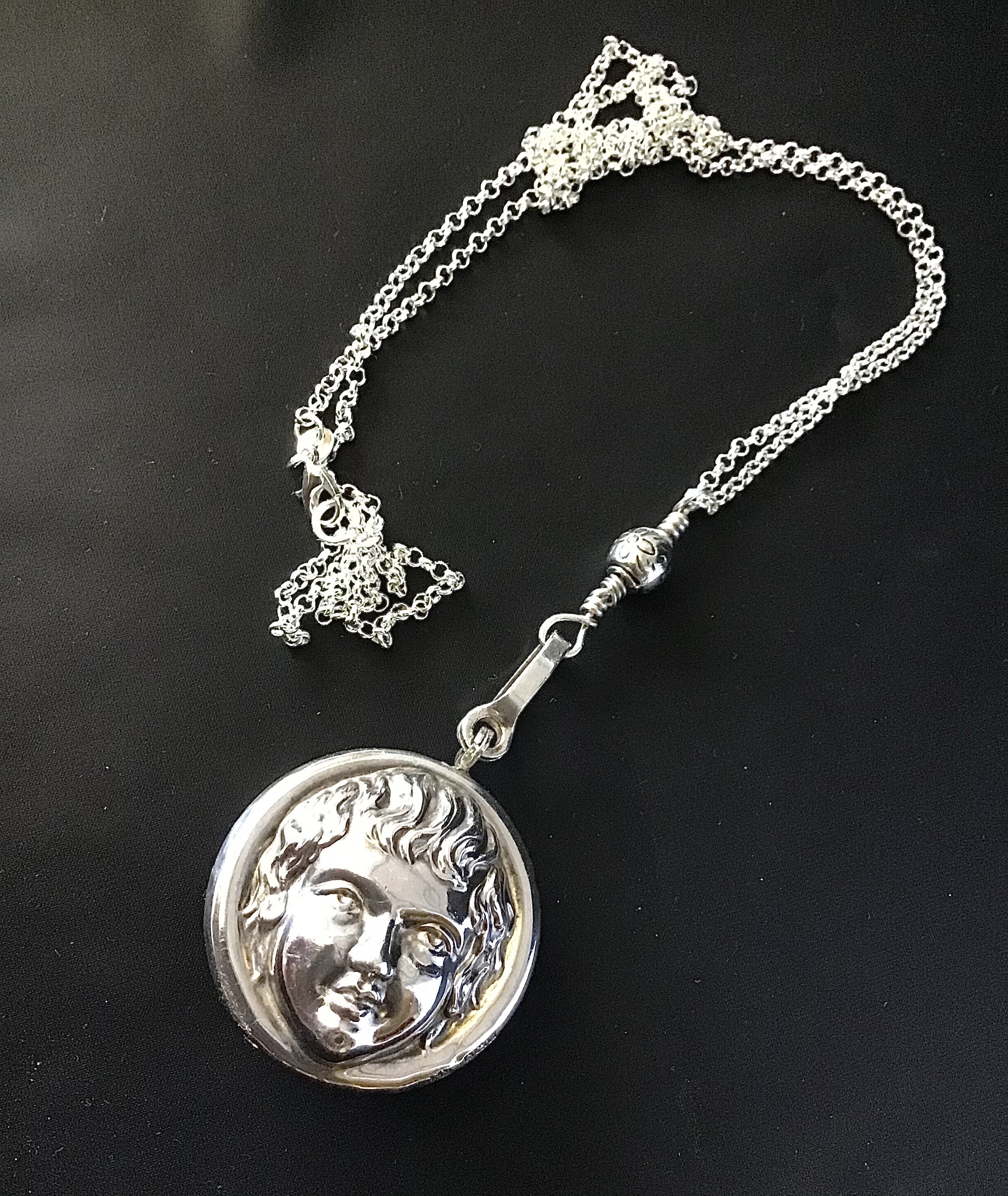 Antique Crisford + Norris Cherub Angel Doll Necklace, 1920s Repurposed ...