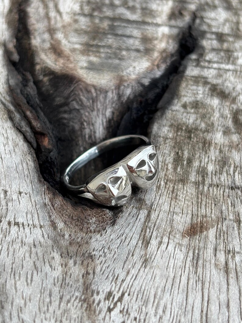 Sterling Silver Drama Mask Ring | Comedy Tragedy Face Ring | Handmade ...