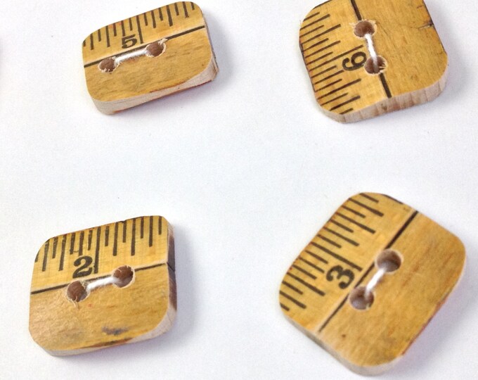 Recycled Ruler Buttons Inch Recycled Wood Buttons Back to - Etsy