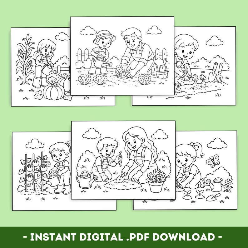 Kids Vegetable Garden Coloring Pages | 20 Printable Gardening Sheets ...