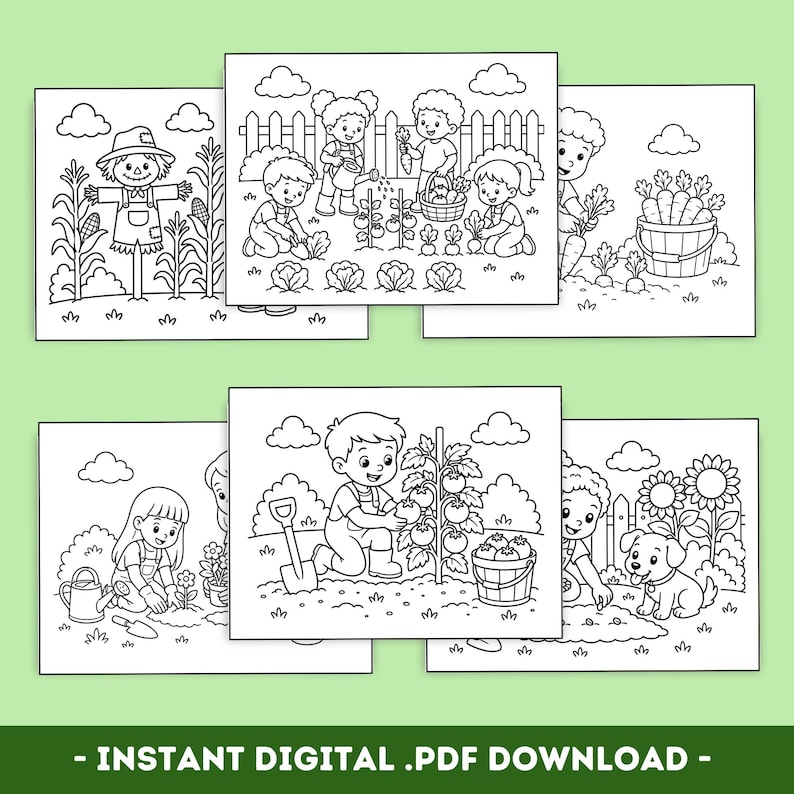 Kids Vegetable Garden Coloring Pages | 20 Printable Gardening Sheets ...